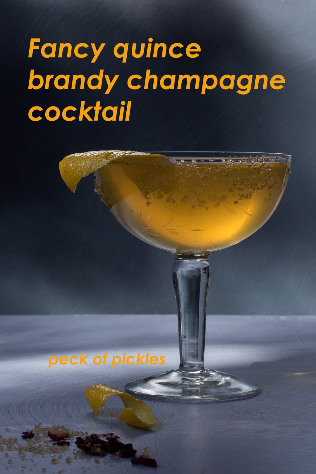 Fancy quince brandy champagne cocktail - Peck of Pickles